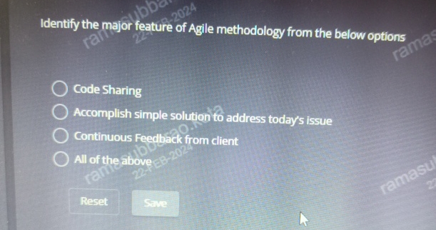 Solved Identify the major feature of Agile methodology from | Chegg.com