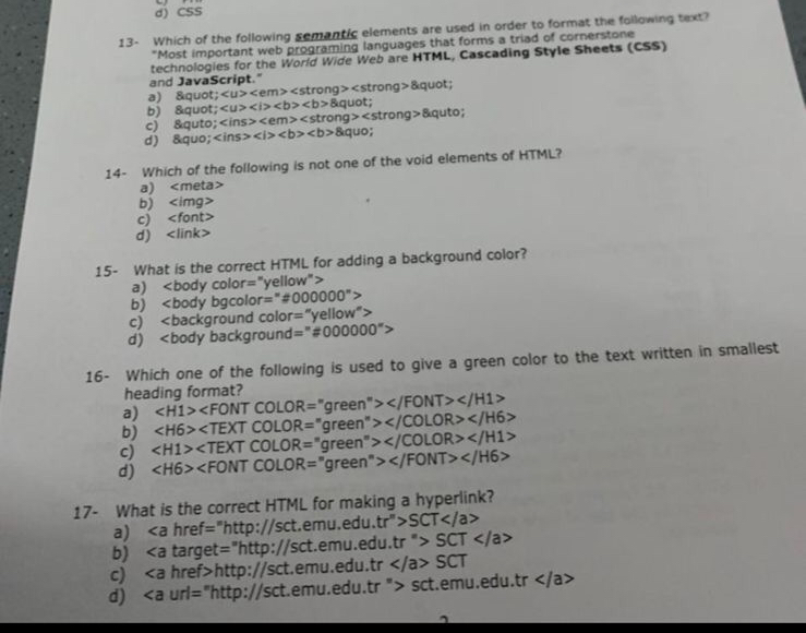 Solved Which of the following semantic elements are used in | Chegg.com