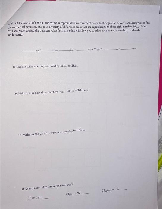 Solved 5. If you were counting in base five, what number is | Chegg.com