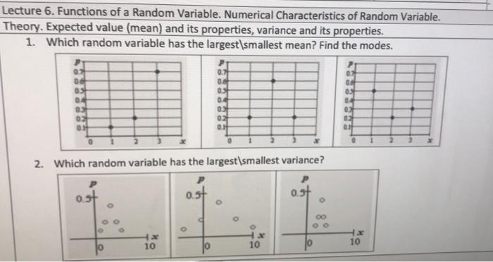 Solved ecture 6. Functions of a Random Variable. Numerical | Chegg.com