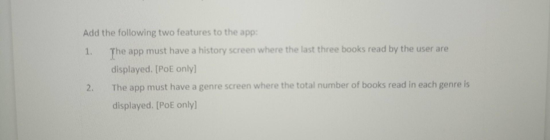Solved Add the following two features to the app: 1. The app | Chegg.com