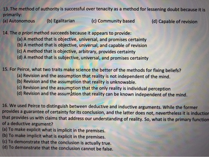 Solved 13. The method of authority is successful over | Chegg.com