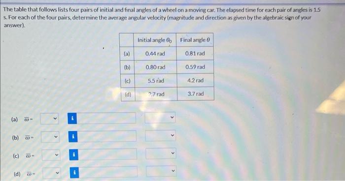 Solved The table that follows lists four pairs of initial | Chegg.com