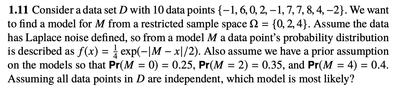 Solved 1.11 ﻿Consider a data set D ﻿with 10 ﻿data points | Chegg.com