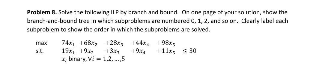 Solved Problem 8. Solve the following ILP by branch and | Chegg.com Solved Problem 8. Solve the following ILP by branch and | Chegg.com