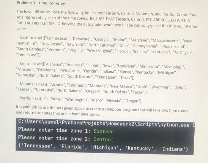 Solved The lower 48 states have the following time zones: | Chegg.com