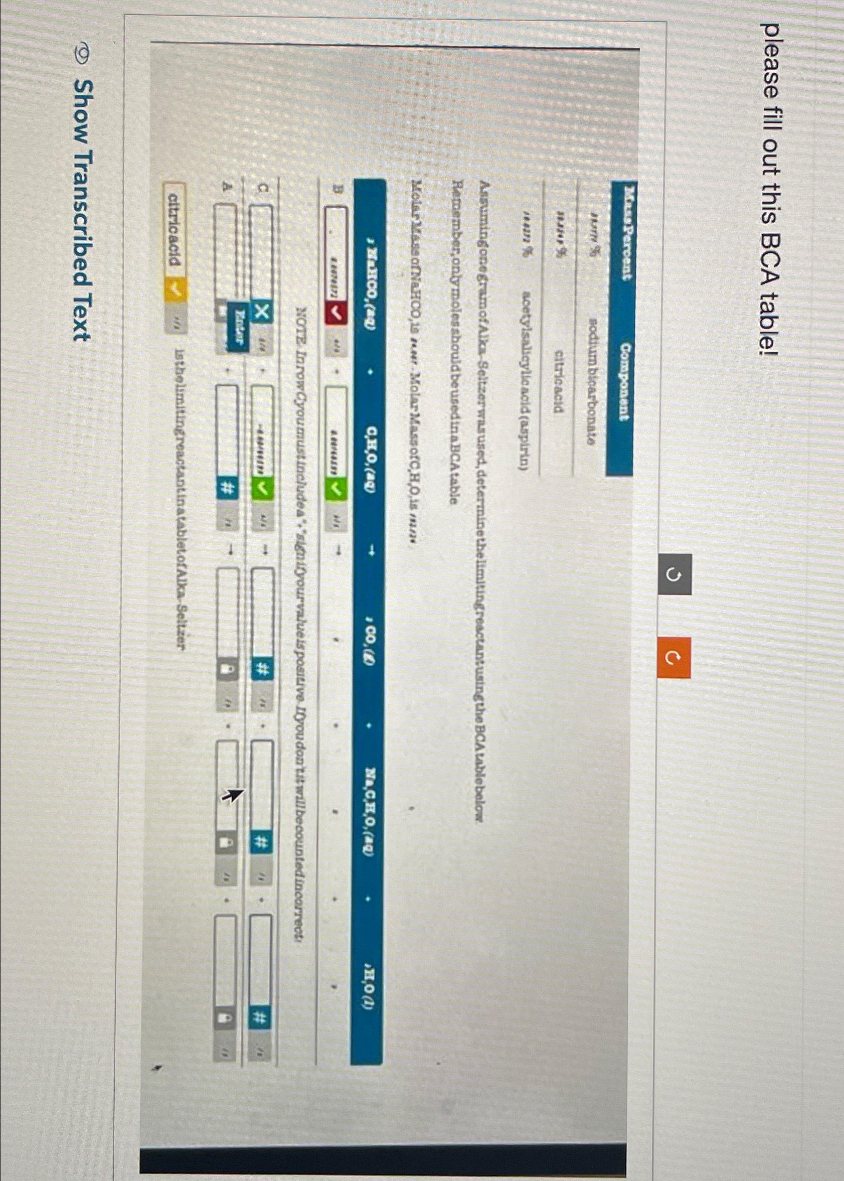 Solved please fill out this BCA | Chegg.com