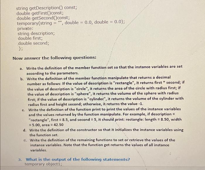 Solved 2. Consider the following statements: class temporary | Chegg.com