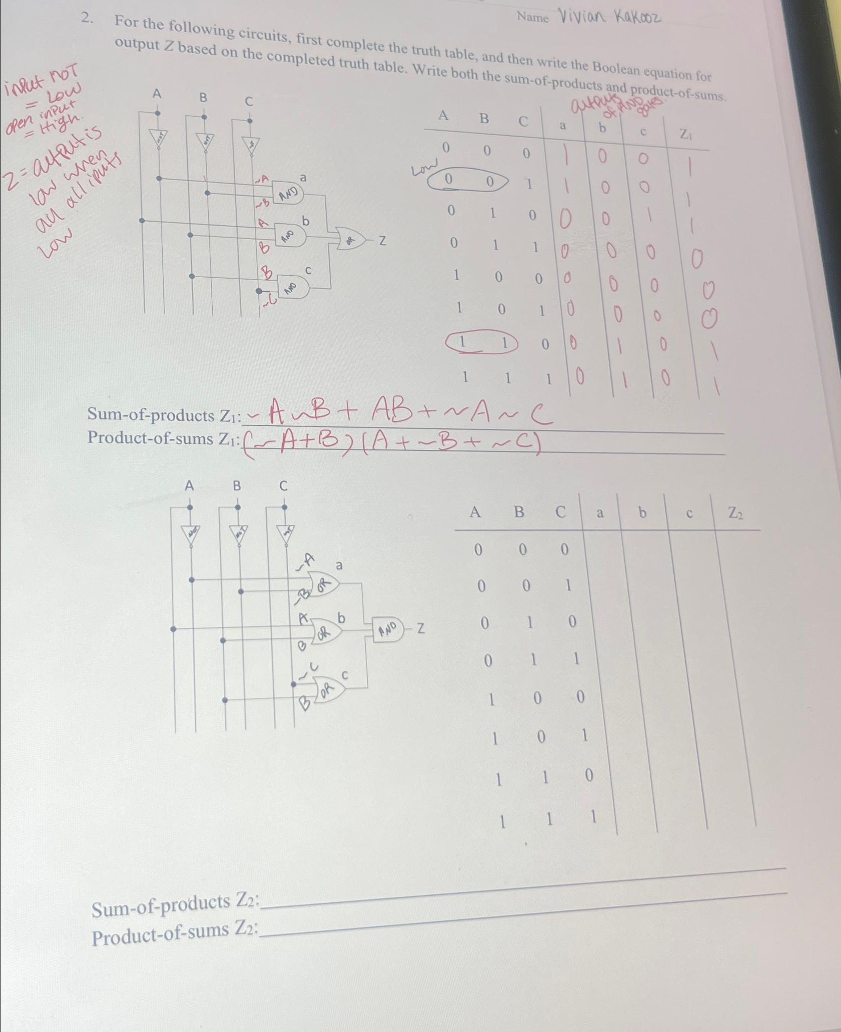 Solved output Z based on the completed truth the truth | Chegg.com