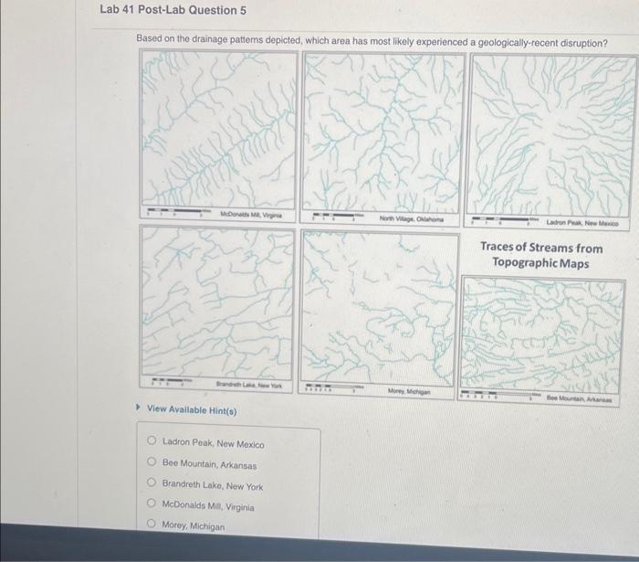 Solved Based on the drainage patterns depicted, which area | Chegg.com