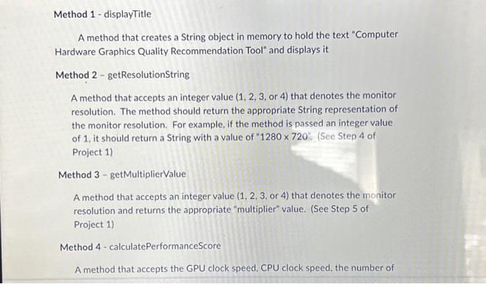 Solved Method 1 - displayTitle A method that creates a | Chegg.com