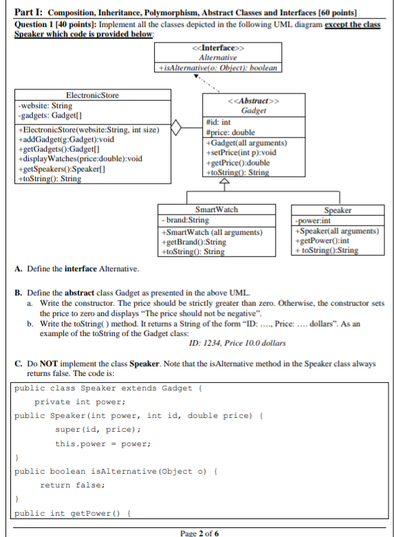Solved Part I: Composition, Inheritance, Polymorphism, | Chegg.com