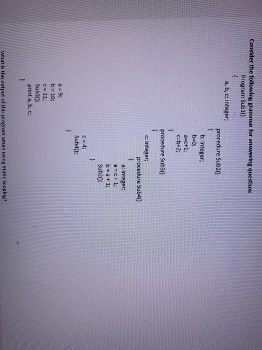 Solved Consider the following grammar for answering | Chegg.com