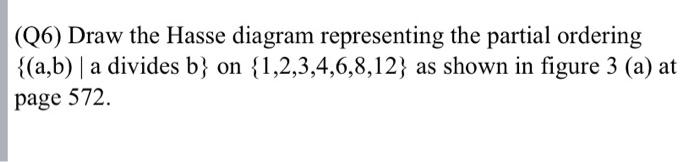 (Q6) Draw the Hasse diagram representing the partial | Chegg.com