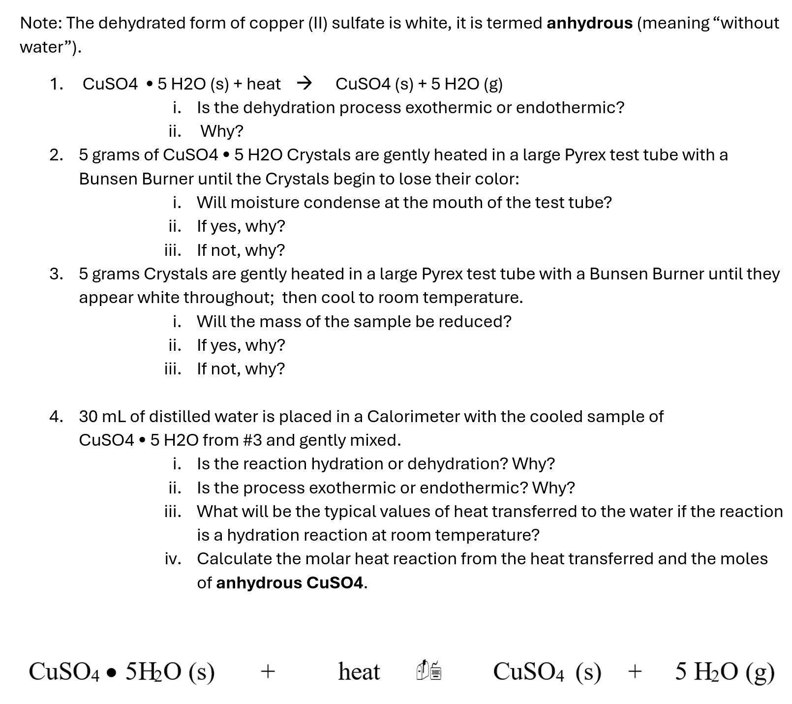 Solved Note: The dehydrated form of copper (II) ﻿sulfate is | Chegg.com