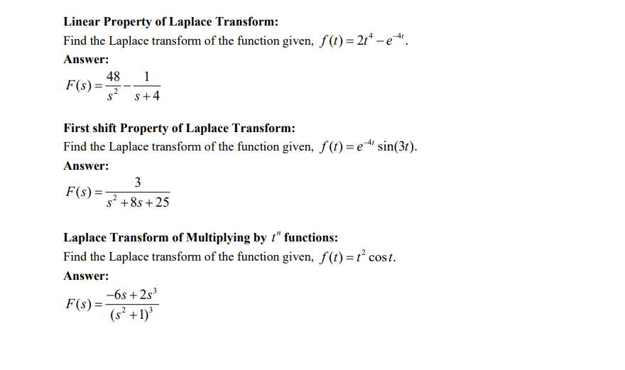 Solved Linear Property of Laplace Transform: Find the | Chegg.com