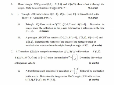 Solved A Draw triangle DEF given D(1,2), E(35) and F(69), | Chegg.com