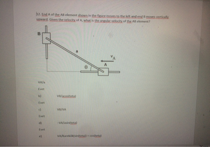 Solved 12. End A of the AB element shown in the figure moves | Chegg.com
