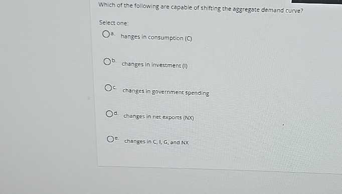 Solved Which of the following are capable of shifting the | Chegg.com