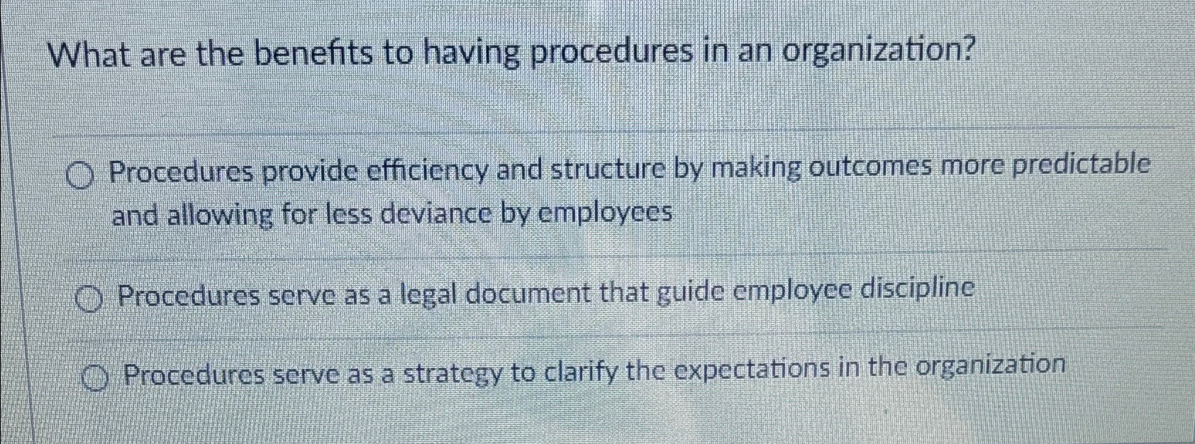 Solved What are the benefits to having procedures in an | Chegg.com
