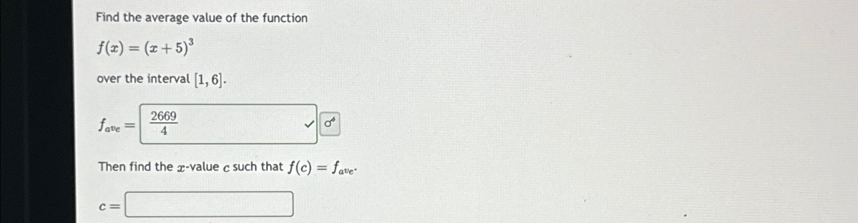 Solved Find the average value of the functionf(x)=(x+5)3over | Chegg.com