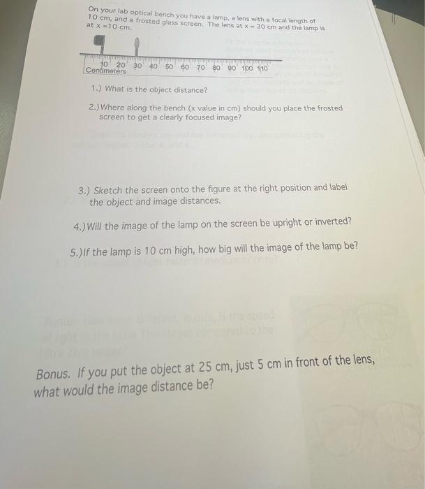 Solved On your lab optical bench you have a lamp, a lens | Chegg.com