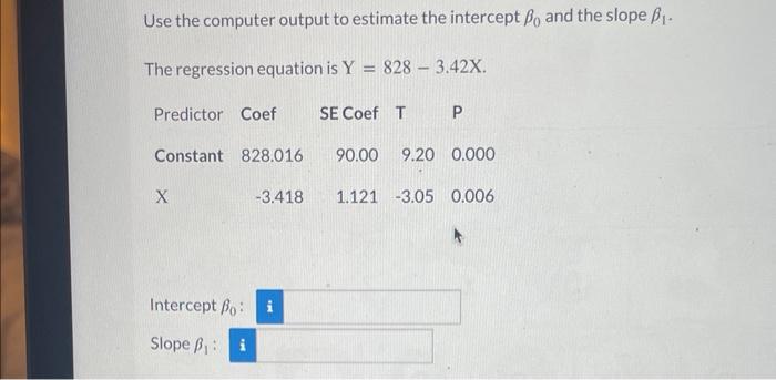 Solved Use the computer output to estimate the intercept β0 | Chegg.com