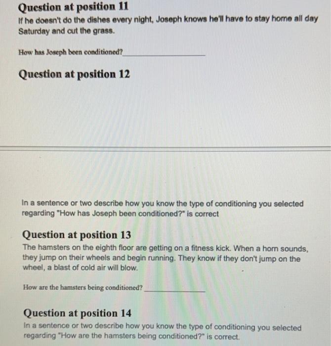 Solved identify the type of operant conditioning that is | Chegg.com