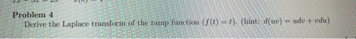 Solved Problem 4 Derive the Laplace transform of the ramp | Chegg.com