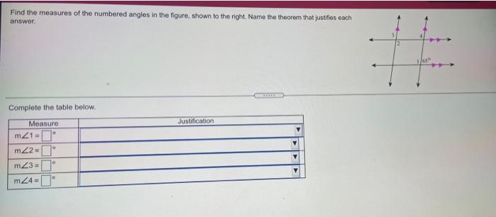 Solved Find The Measures Of The Numbered Angles In The