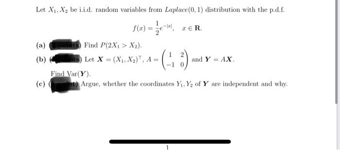 Solved Let X1x2 Be Iid Random Variables From 