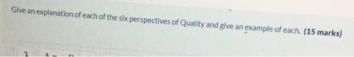 Solved Give an explanation of each of the six perspectives | Chegg.com