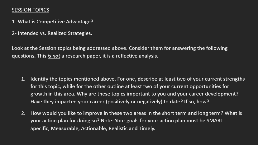 Solved SESSION TOPICS1- ﻿What is Competitive Advantage?2- | Chegg.com