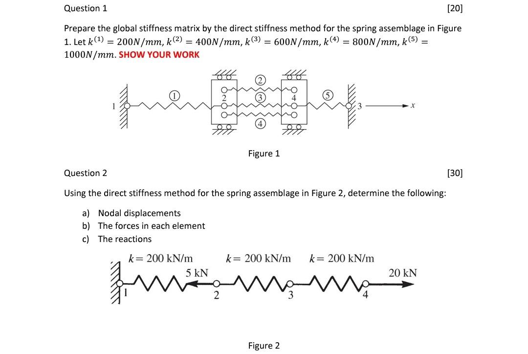 Solved Prepare the global stiffness matrix by the direct | Chegg.com Solved Prepare the global stiffness matrix by the direct | Chegg.com