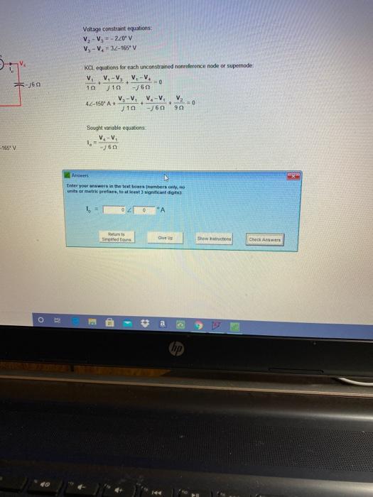 Solved Voltage constraint equations: V, V--220V V, V, | Chegg.com