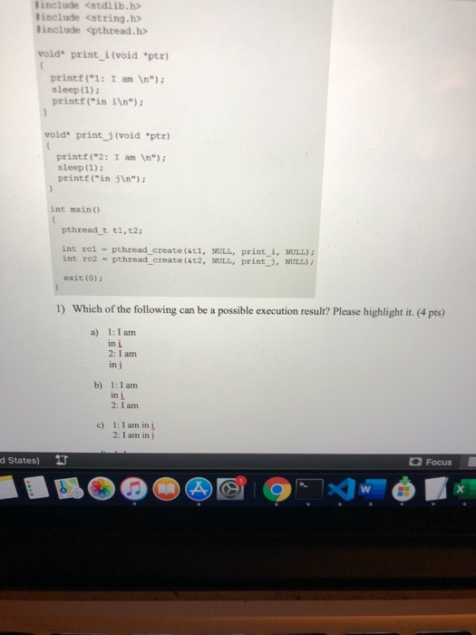 Solved include tinclude Binclude pthread.h> void" | Chegg.com
