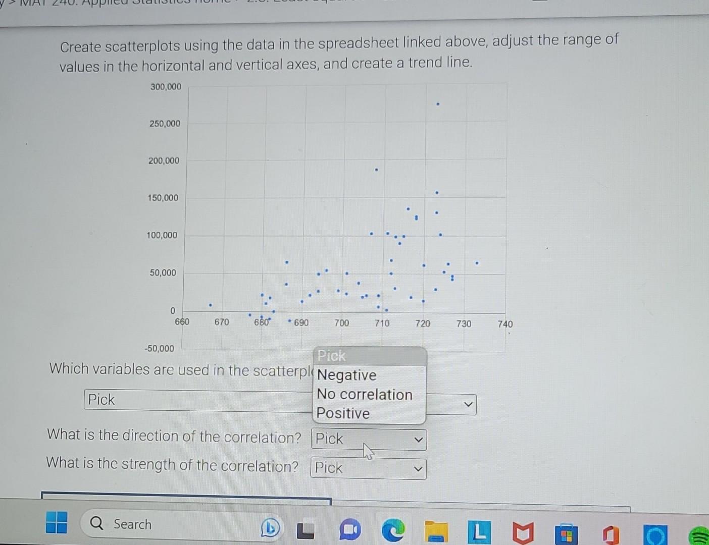 Solved Create scatterplots using the data in the spreadsheet | Chegg.com