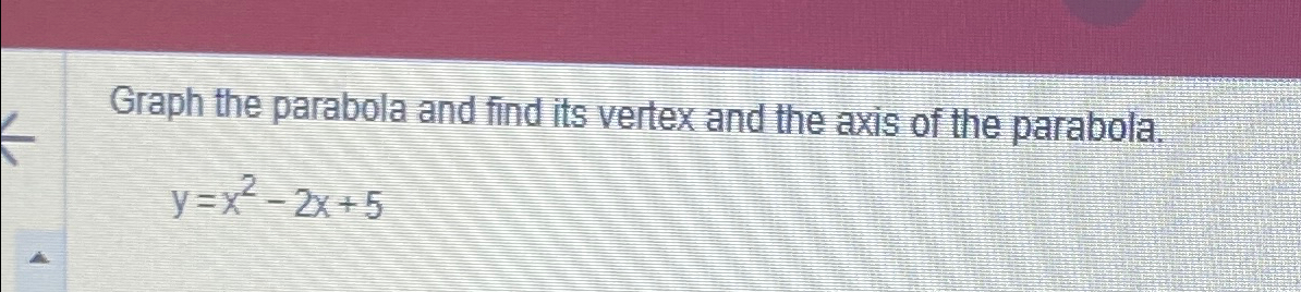 Solved Graph the parabola and find its vertex and the axis | Chegg.com