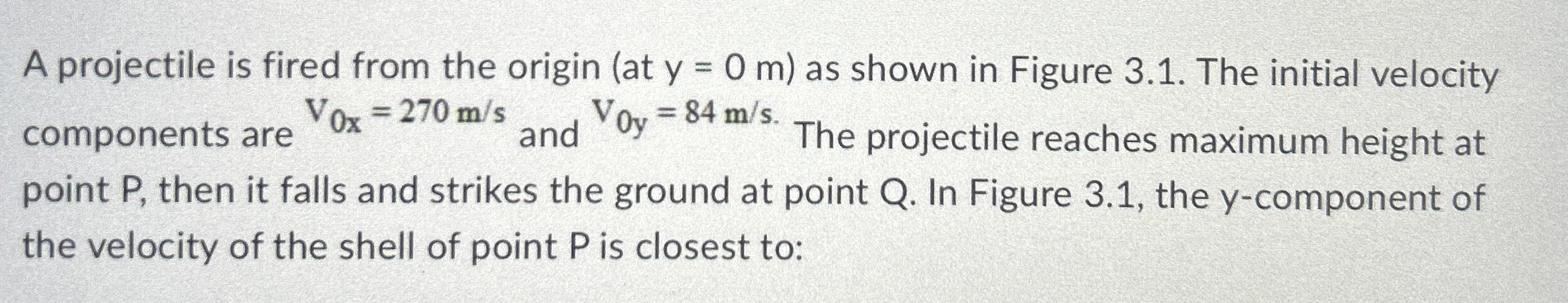 Solved A projectile is fired from the origin (at y=0m ) ﻿as | Chegg.com