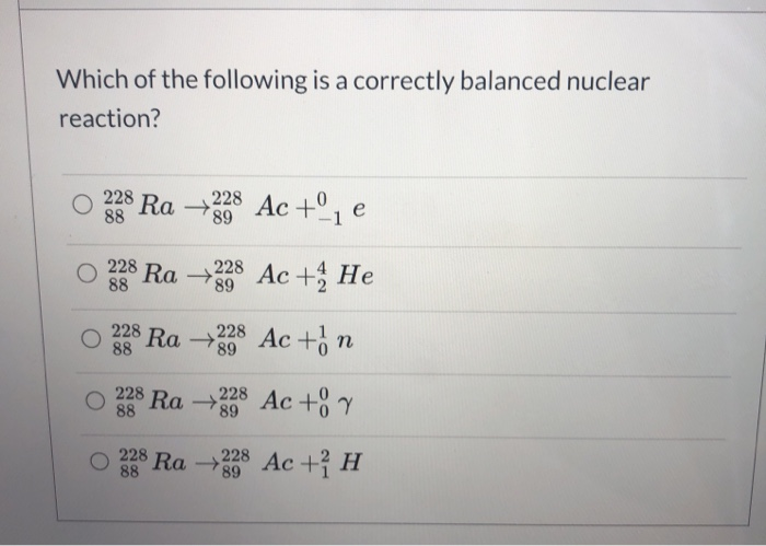 Solved Which of the following is a correctly balanced | Chegg.com