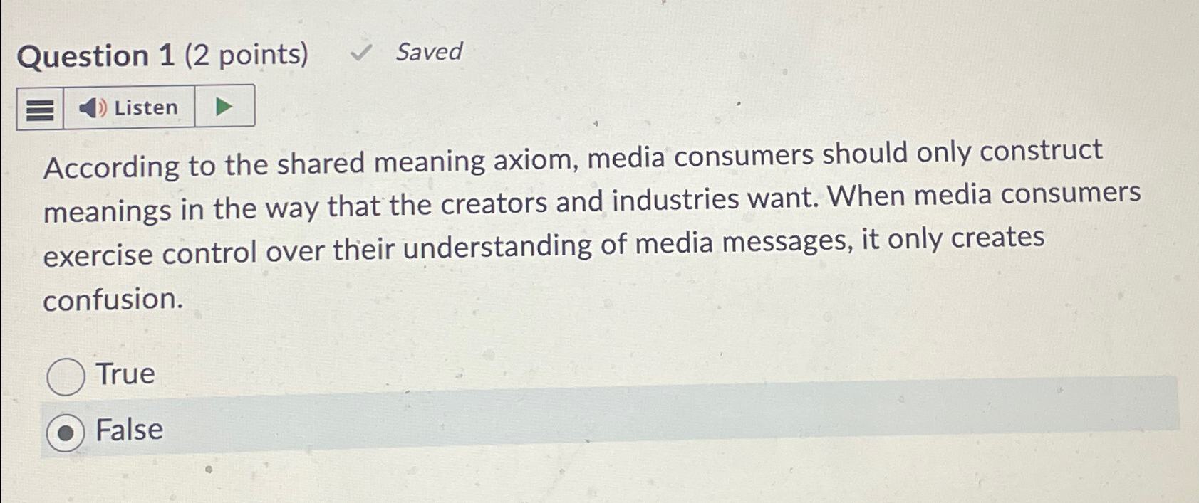 Solved Question 1 (2 ﻿points) ﻿SavedListenAccording to the | Chegg.com
