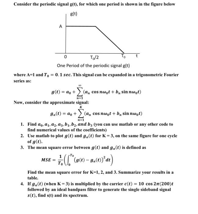 Consider the periodic signal g(t), for which one | Chegg.com