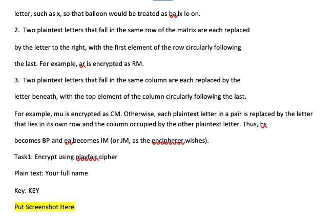 Solved 1.2 Implementing Playfair Cipher Background Fill in | Chegg.com