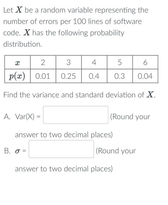 Solved Let X be a random variable representing the number of | Chegg.com