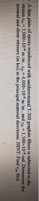 Solved A thin plate of epoxy reinforced with unidirectional | Chegg.com