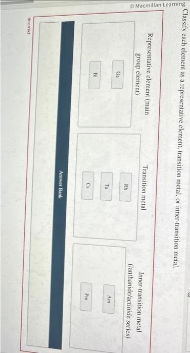 Solved Classify each element as a representative element, | Chegg.com