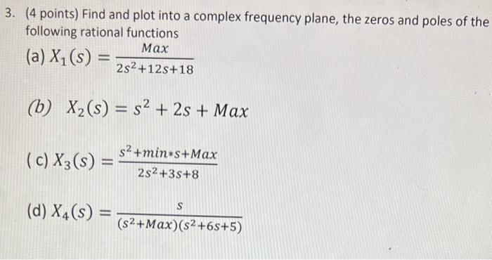 Solved 3. (4 points) Find and plot into a complex frequency | Chegg.com