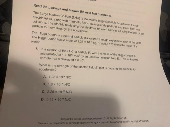Read the passage and answer the next two questions. | Chegg.com