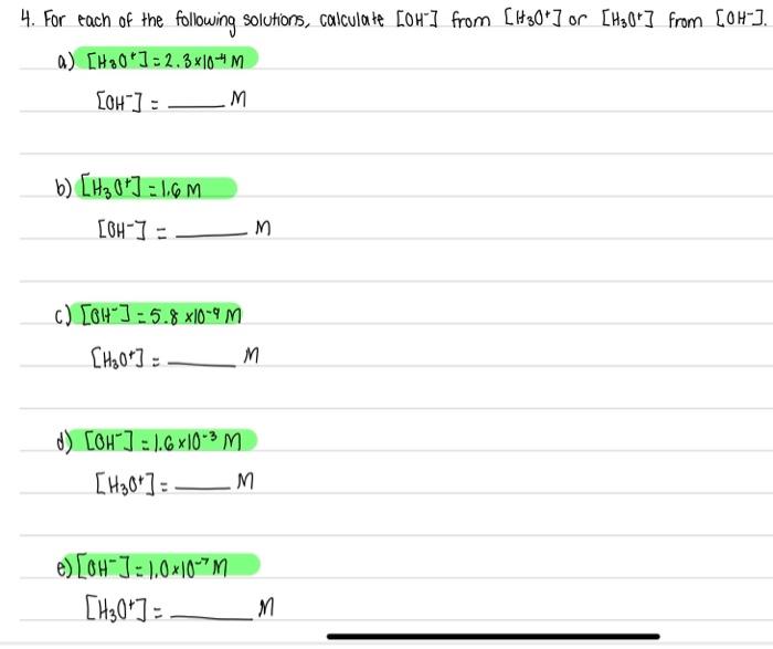 Solved 4. For each of the following solutions, calculate | Chegg.com