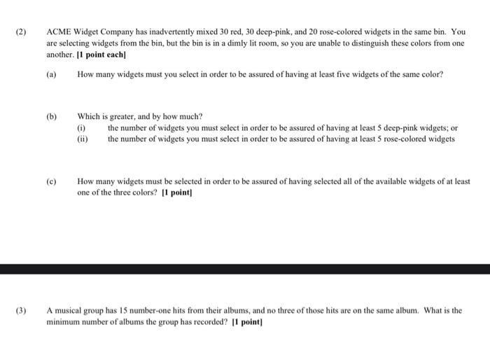 Solved ACME Widget Company has inadvertently mixed 30 red, | Chegg.com